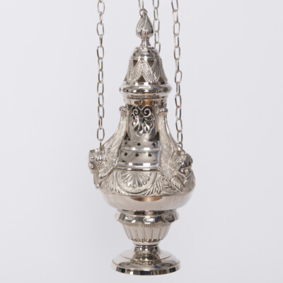 SILVER PLATED BRASS TRIPLE CHAIN ANGEL CHURCH CENSER / THURIBLE - 141S ...