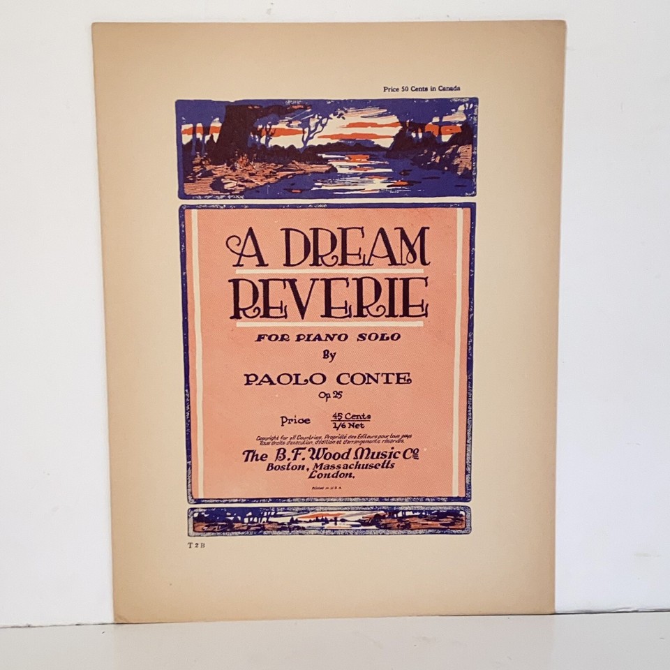 Vintage 1925 A Dream Reverie Piano Solo Sheet Music by Paolo Conte | eBay