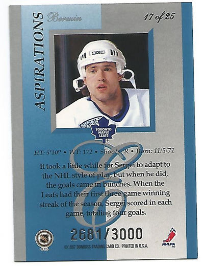 1996-97 Donruss Elite Aspirations #17 Sergei Berezin /3000 - NM-MT | eBay