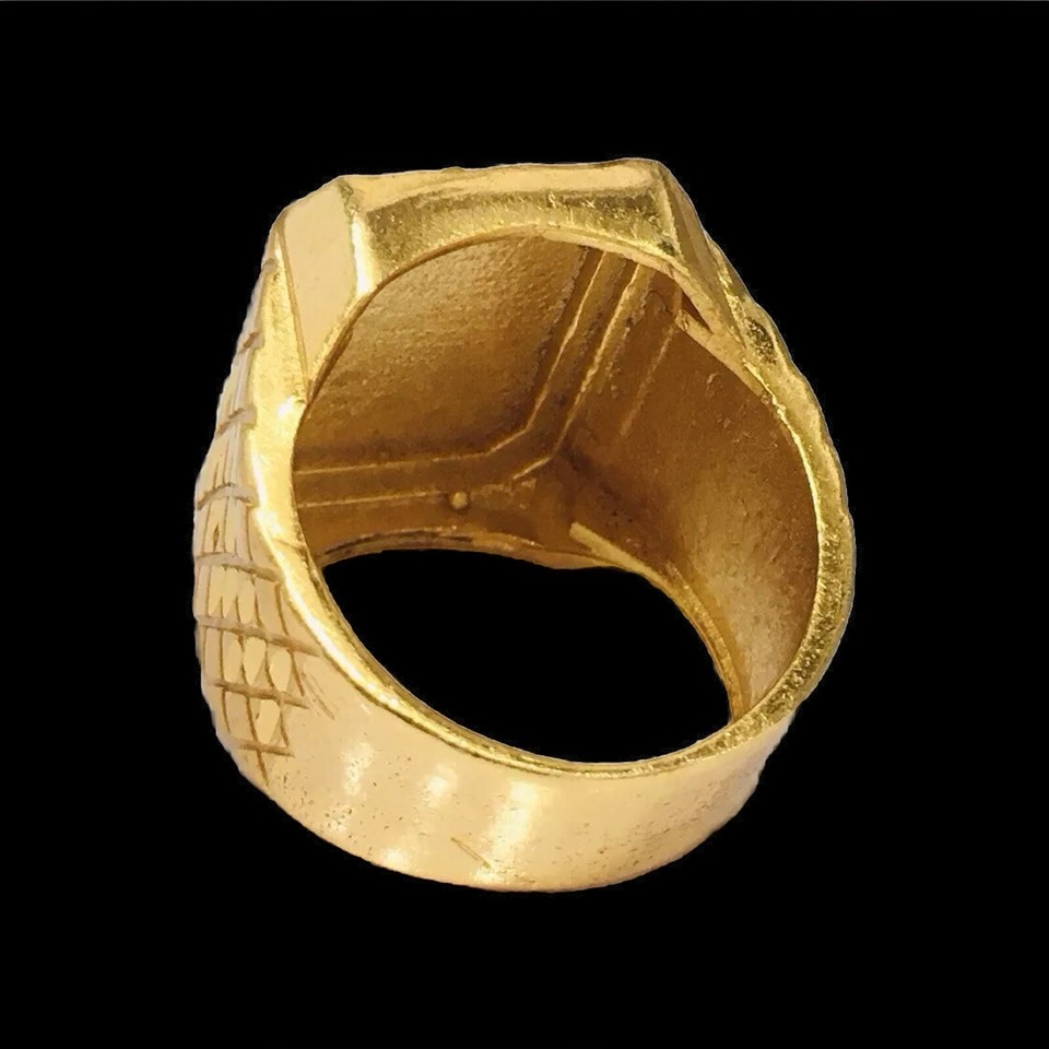 SIKH KHANDA - 22k Gold Plated Charm Ring Punjabi Khalsa Waheguru Father ...