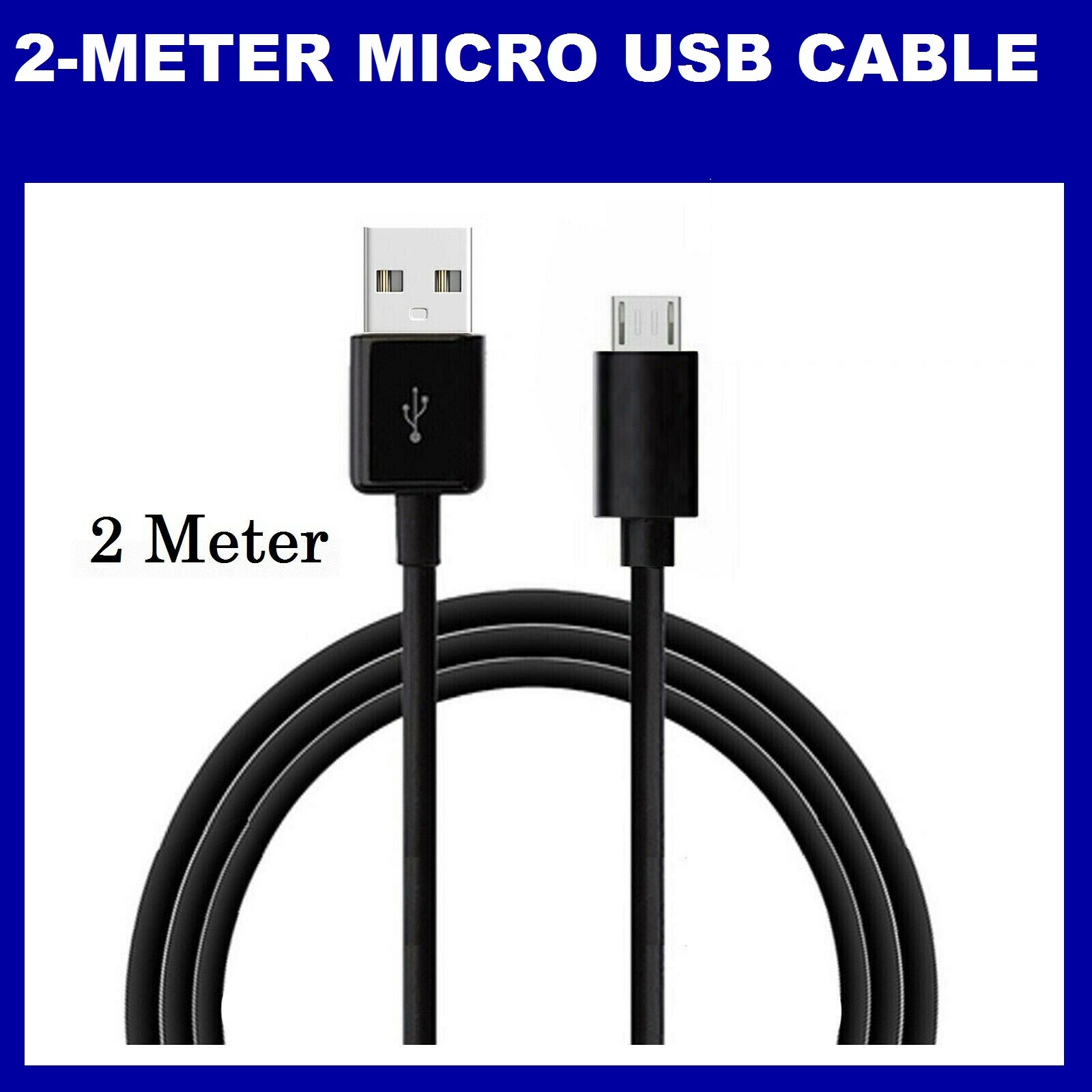 2 Meter Long Micro-USB Data Sync Cable Charger Lead For All Mobile ...