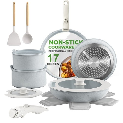 17-Piece Nonstick Cookware Pots & Pans Stylish Non-Stick Coating ...