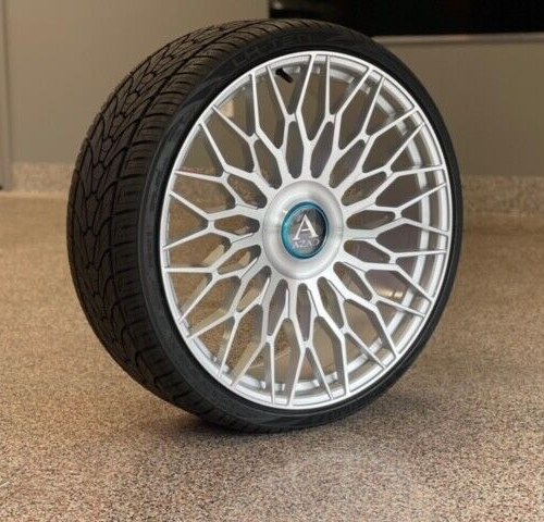 Azad Wheels AZ301 24” Brushed/sliver 24x10" 5x115mm ET +20 & +40 Tires ...