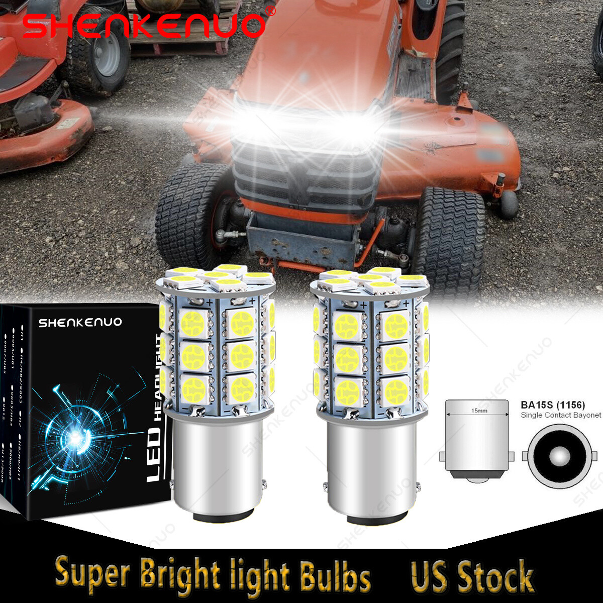 BRIGHT 1156 LED Headlight bulbs For KUBOTA BX2230D BX22D BX2350D BX23D ...