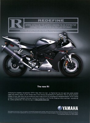 2002 VINTAGE PRINT AD - YAMAHA MOTORCYCLE AD.. YZF-R1 ..THE NEW R1 ...