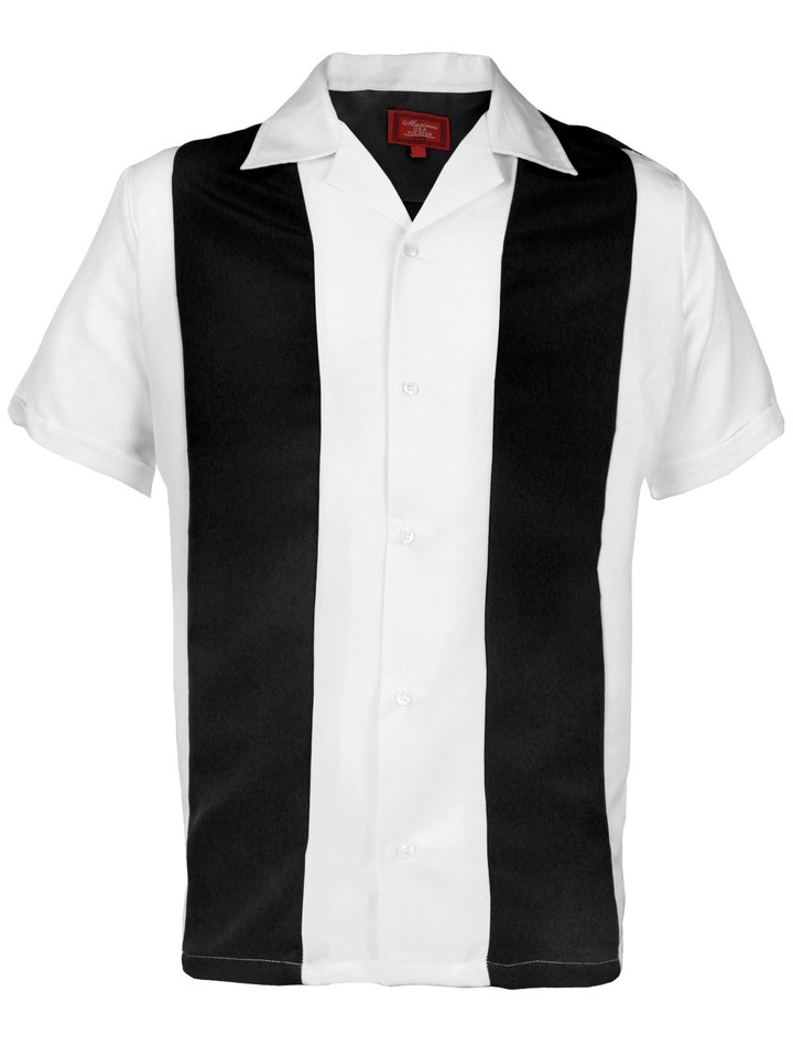 Men's Premium Retro Classic Two Tone Guayabera Bowling Casual Dress ...