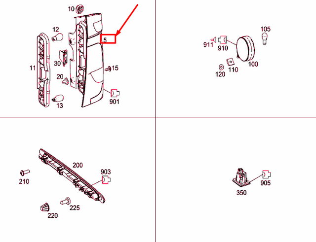 OEM Mercedes-Benz VITO W447 Rear Right Taillight A4478200164 Genuine ...