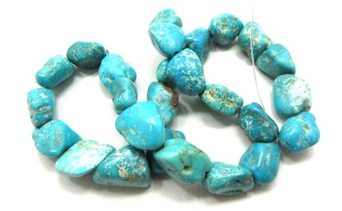 Arizona Kingman Turquoise Natural Blue Nugget Beads 16" Strand 19-20mm ...