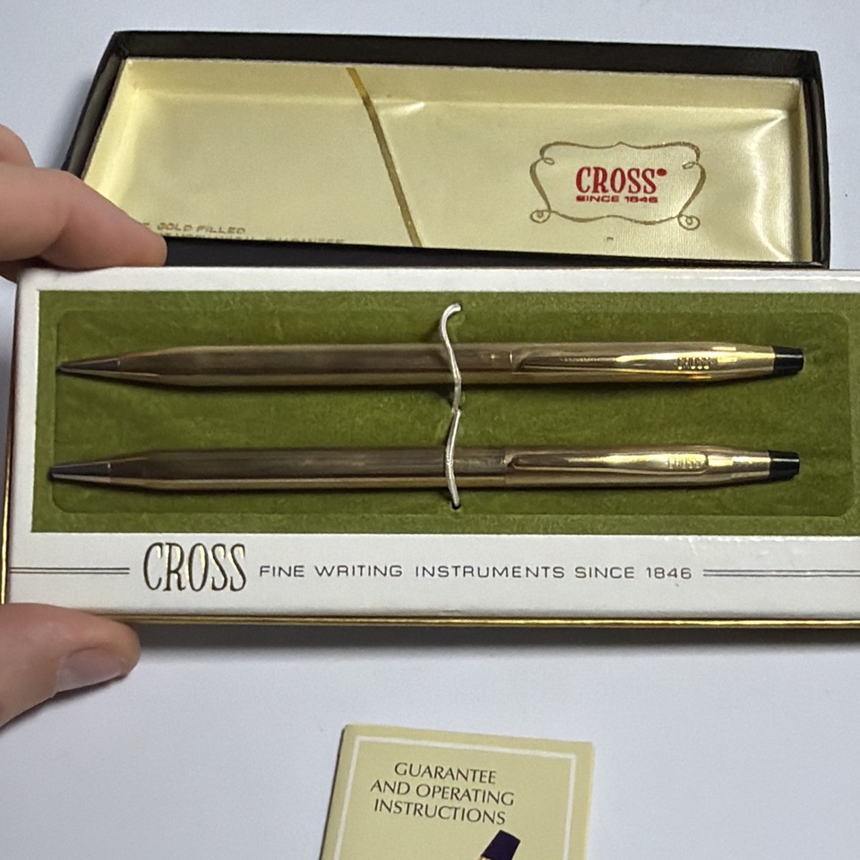 Vintage Cross 12K Gold Filled Pen & Pencil Set #6601 Box & Papers Mint ...