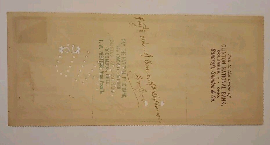 1899 Guernsey National Bank New York City Check W Stamp | eBay