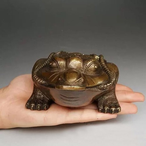 Antique Bronze 3 legged 7 stars Lucky fortune Jin Chan toad Feng Shui ...