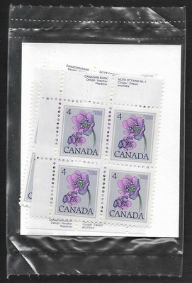 pk93103:Stamps-Canada PO Pack #709 Hepatica 4 cent Plate 1 Block Set ...
