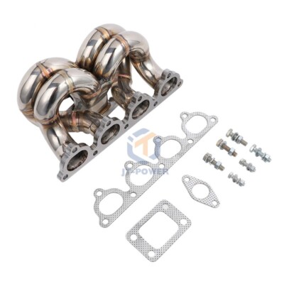 Turbo Manifold T3 Ram Horn 38mm WG FOR Honda Civic CRX Del Sol D15 D16 ...