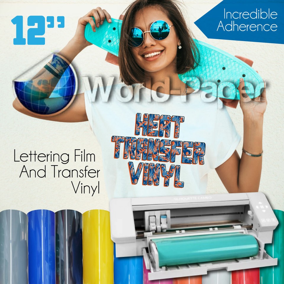 Heat Transfer Vinyl Roll PU Lettering Film Iron On Textile BLUE 12"x5 ...