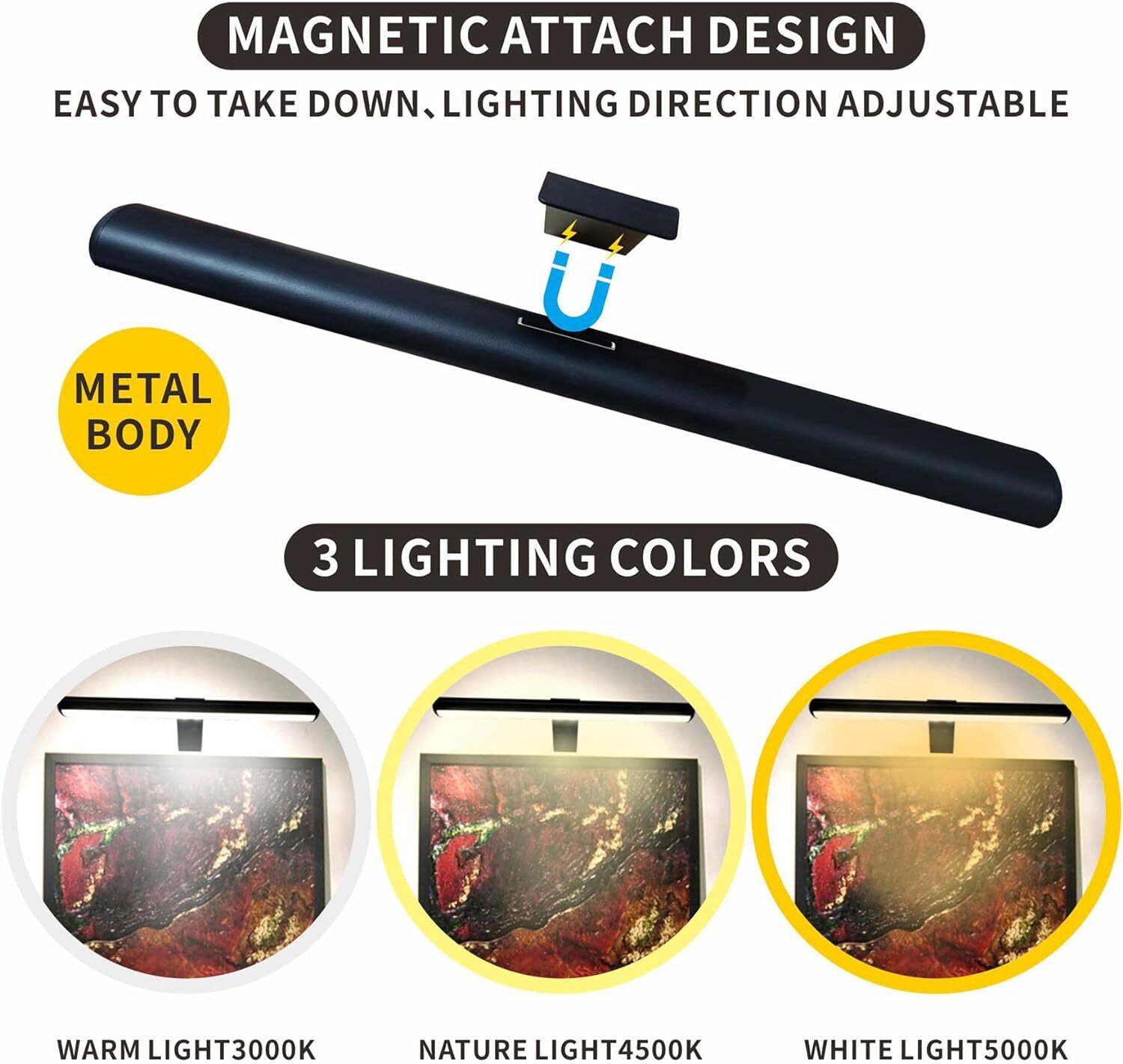 Picture Light Battery Operated, 16Inch Rechargeable Picture Frame Light ...