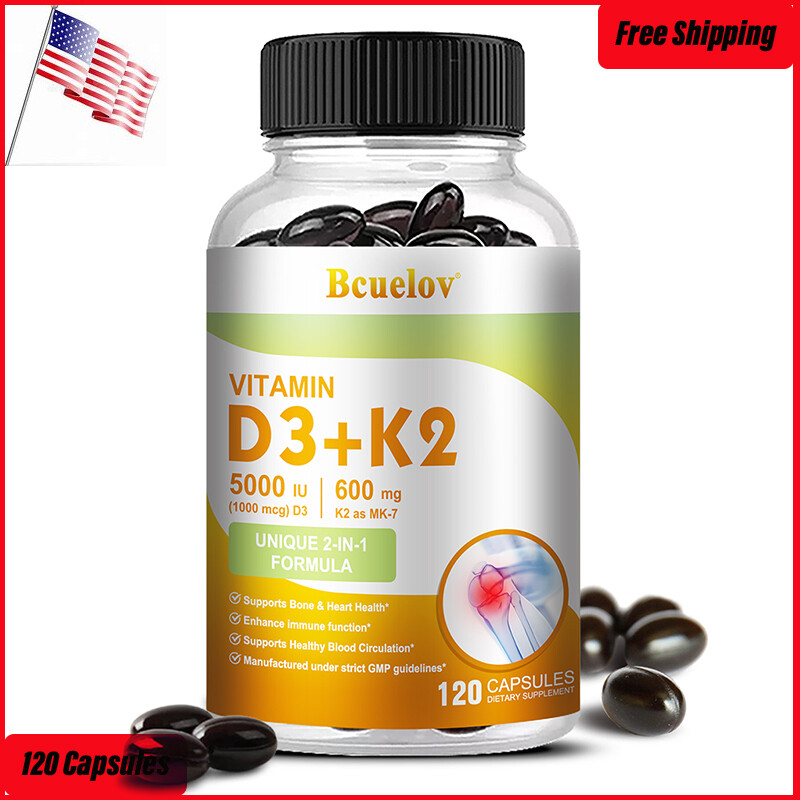 Vitamin D3 K2 Supplement Softgels 120 capsules - Extra Strength D3 K2 ...