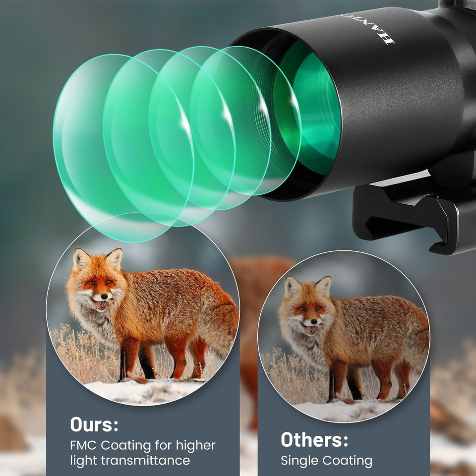 4X Rifle Scope Red Green Blue Reticle 32mm FMC lens W/ 20mm Picatinny ...