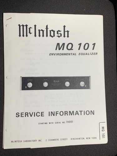McIntosh MQ-101 Service Manual Equalizer Photocopy | eBay