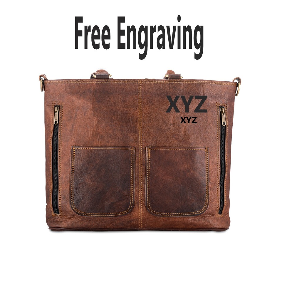 Luxury Vintage Genuine Leather Crossbody Tote Bag Women Brown Shoulder ...