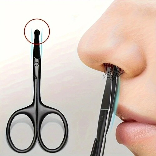 2PC Round Tip Nose Hair Scissors – Safety Stainless Steel Black/Silver ...