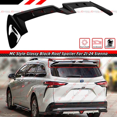 FOR 2021-2024 Toyota Sienna MC Style Gloss Black Rear Roof Spoiler Wing ...