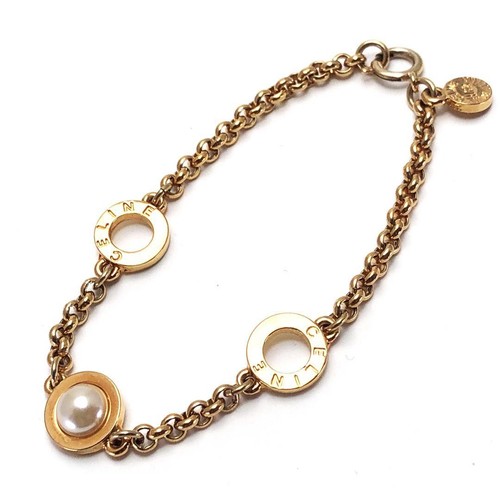 CELINE Bracelet Like Pearl Circle Chain Gold Vintage Old Pre-owned From ...