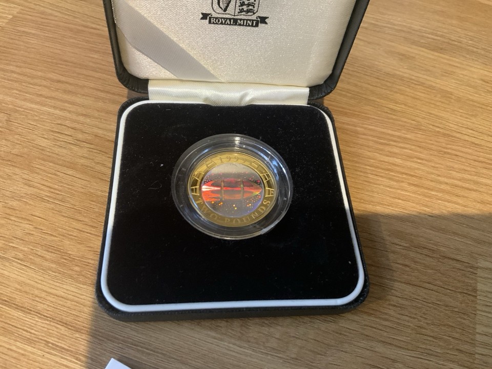 1999 Rugby World Cup Silver Proof Hologram £2 Piedfort Coin Cased + COA ...