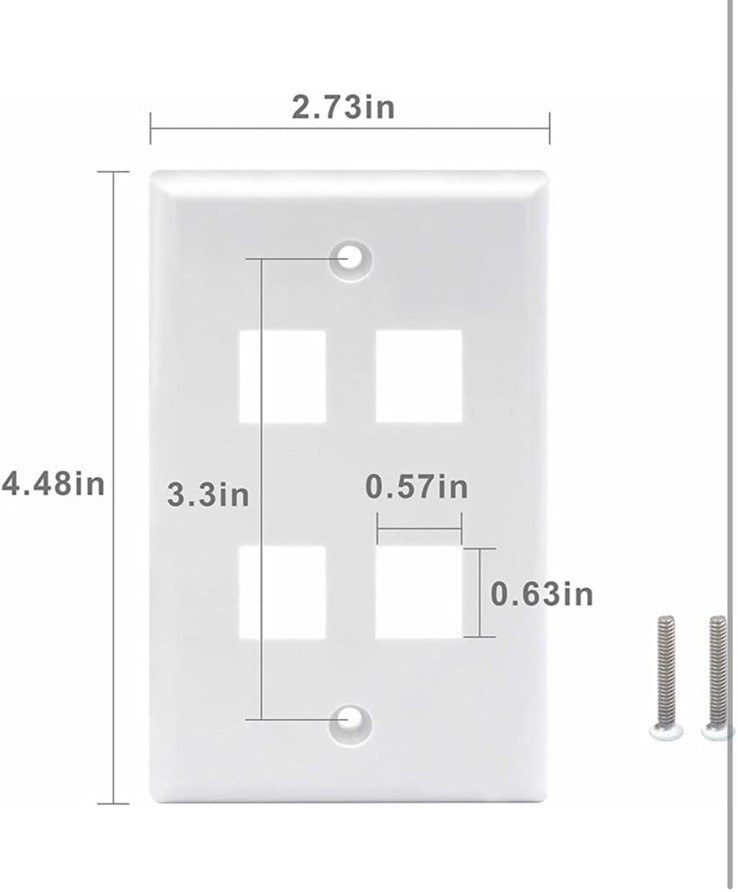 24 Pcs - 4 Port Wall Plate Keystone RJ45 Cat6 Cat5e Insert Jack White ...