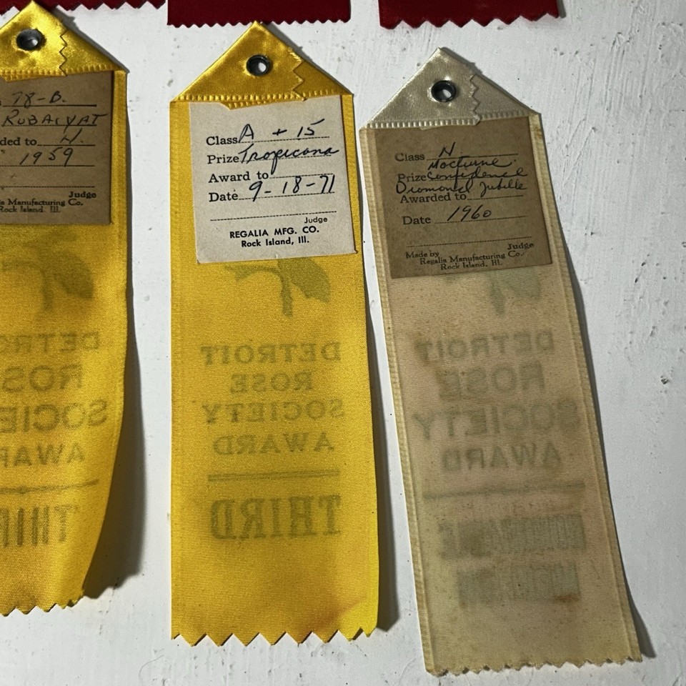 MICHIGAN Based Vintage Award Ribbons Rose Society & Men's Garden Club ...