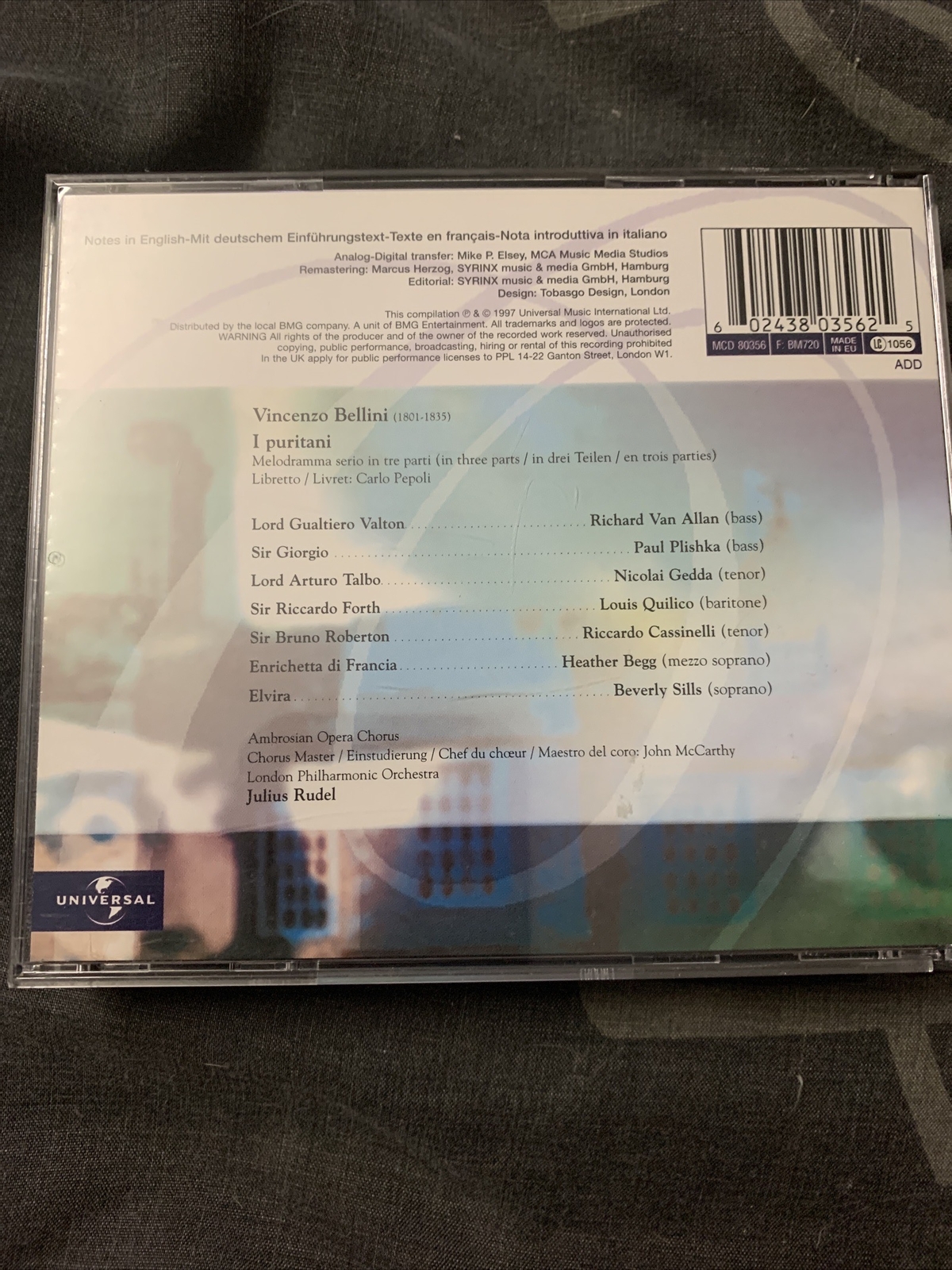 Bellini: I puritani •Julius Rudel Sills • Begg • Gedda• Cassinelli 3cd(b65/1) 602438035625 | eBay