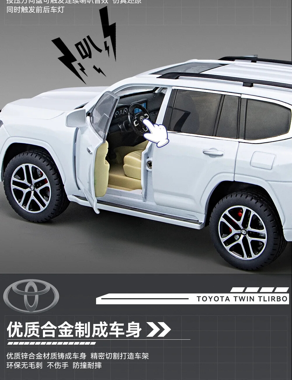 1:24 Toyota LAND CRUISER SUV High Simulation Diecast Car Model Kids Toy ...