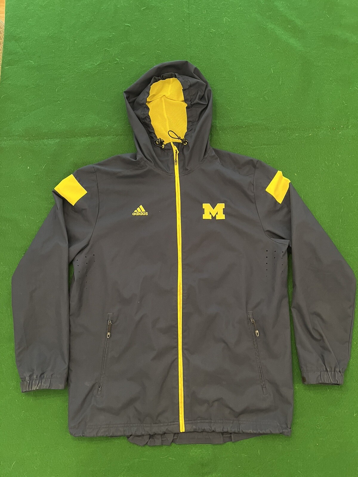 Adidas Michigan Wolverines Navy Blue Full Zip With Hood Jacket, Men’s ...