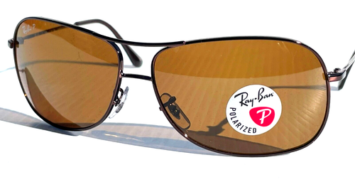 NEW RAY BAN Bronze 64mm Aviator POLARIZED Brown lens Sunglass RB3267 | eBay