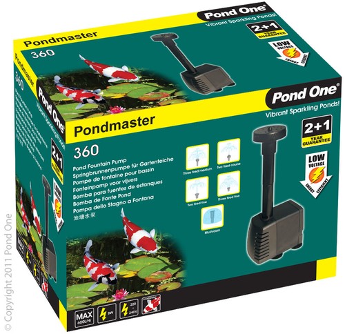 Pondmaster 360 Fountain outdoor 10m cable Pump Pond Pump KOI Goldfish ...