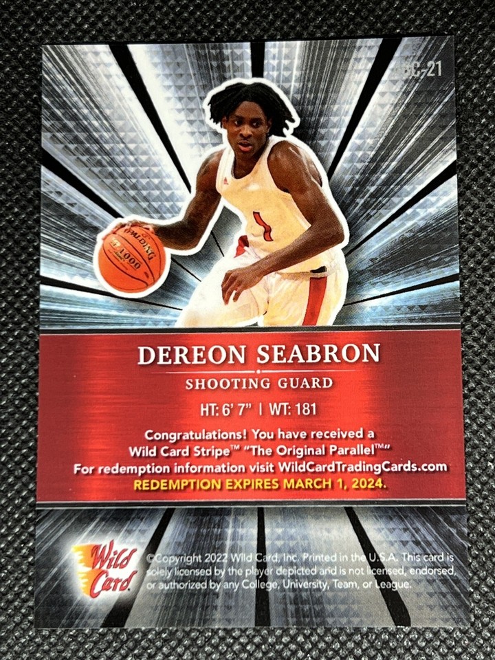2022 Wild Card Alumination DEREON SEABRON RC #ABC-21 10 STRIPE ...