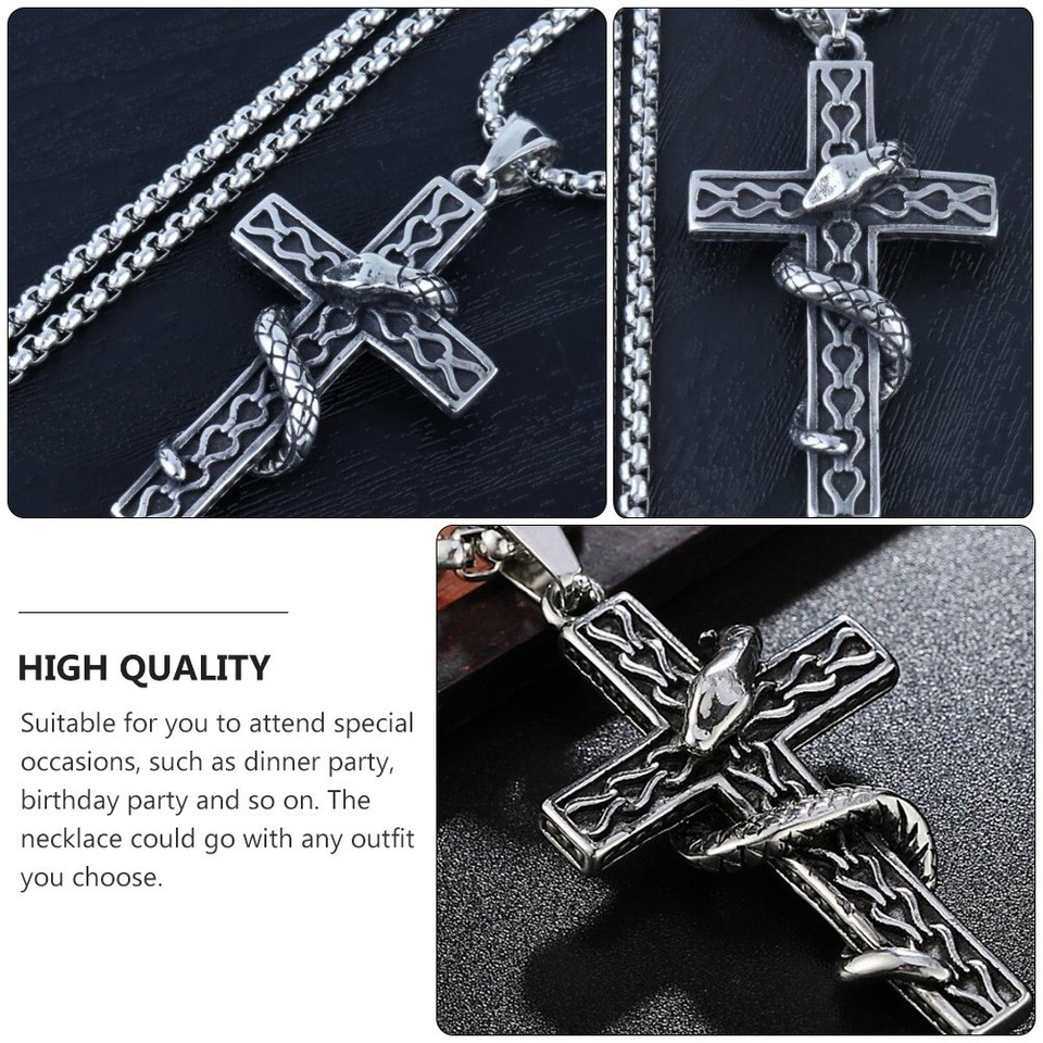 Titanium Steel Cross Pendant Necklace Stylish Sweater Chain Men Fashion ...