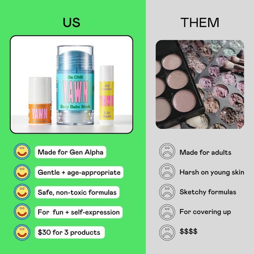 YAWN Makeup & Skincare Kit for Kids | Non-Toxic, Vegan, Cruelty Free ...