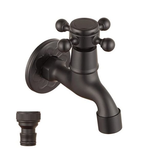 Black Brass Outdoor Garden Faucet Bathroom Wall Mount Balcony Mop Sink ...