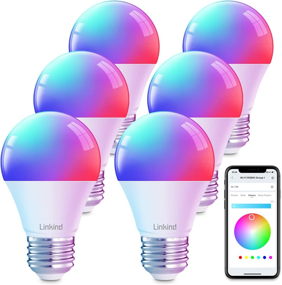 Smart Light Bulbs LED RGBW Color Changing Dimmable Alexa 60W,800 Lumen ...
