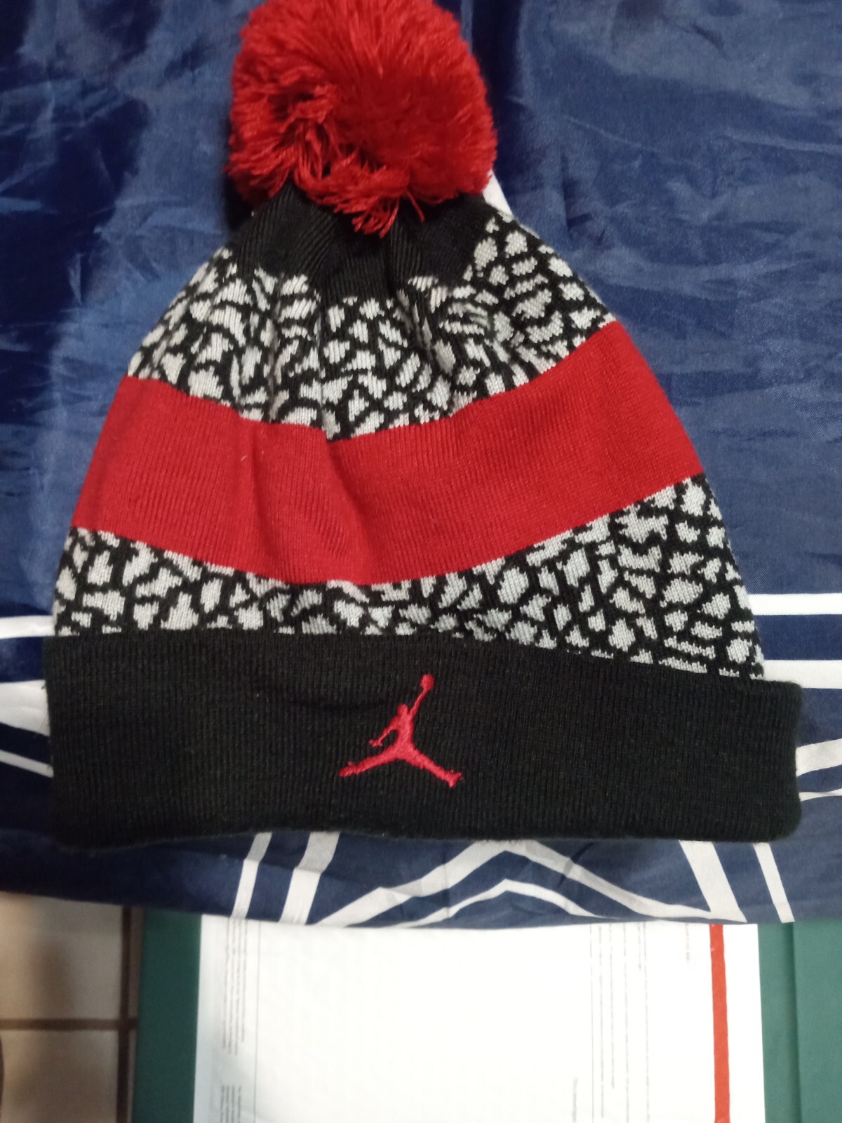 Nike JORDAN JUMPMAN KNIT CAP HAT BEANIE WITH POM RED AND BLACK | eBay