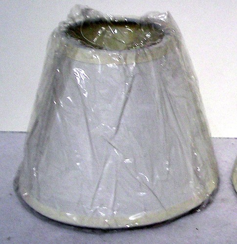 WHITE PAPER LAMP SHADE LINEN LOOK craft supply 4x5x2.5 clip on ...
