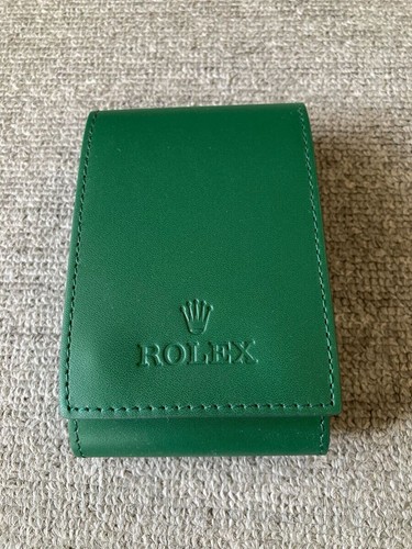 VINTAGE GENUINE ROLEX watch box case Green Leather Travel Case ...