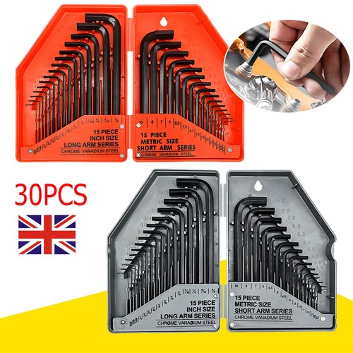 Hex Key Set Metric & Imperial Allen Key Long Short Hexagon L-Keys Allan ...