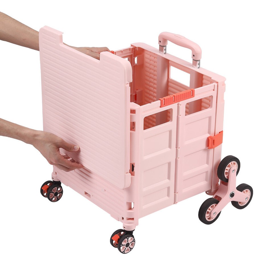 Foldable Trolley Crate Boot Cart Mobile Shopping Camping Picnic Storage ...