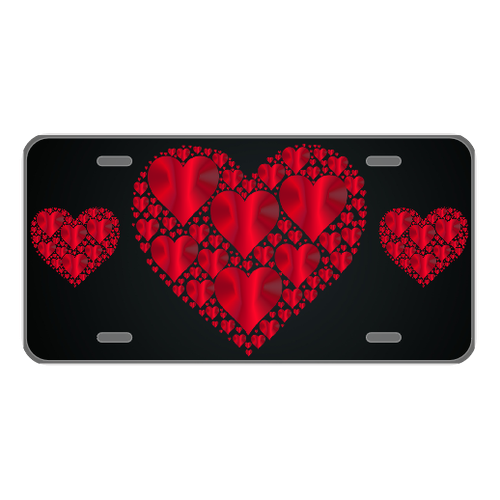 Custom Personalized License Plate Tag With Gorgeous Red Hearts Within ...