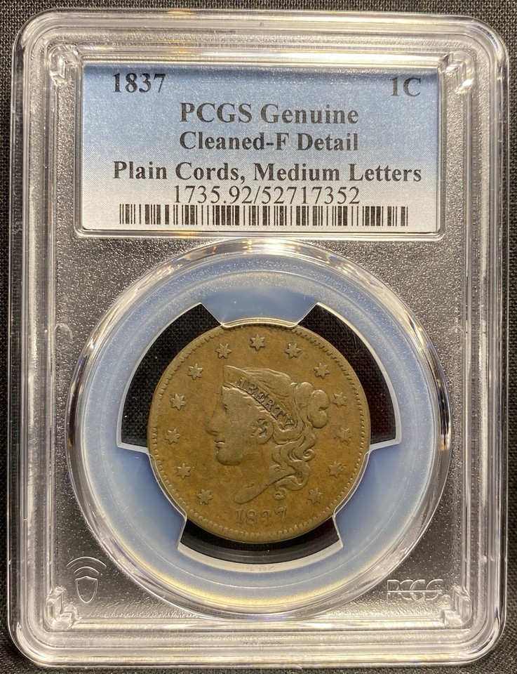 1837 Large Cent, PCGS Coronet Head 1C, United States of America USA US ...