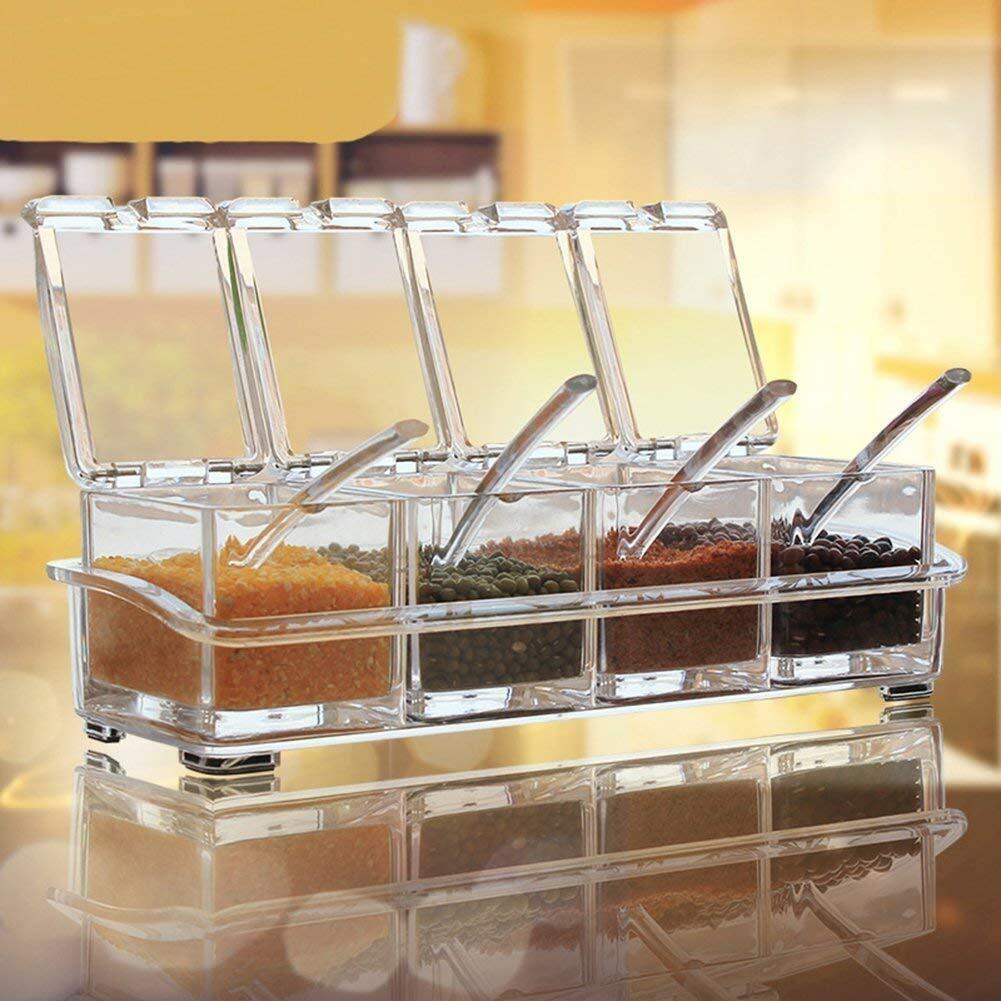 Crystal Spice Box/Masala Box/Seasoning Box/Multipurpose Box with Spoons ...
