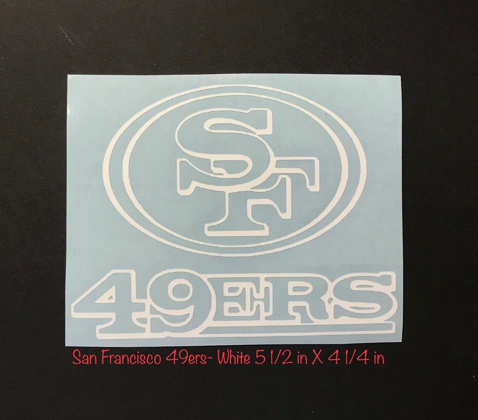 NFL SAN FRANCISCO 49ERS White car decal 4 1/4 in x 5 1/2 in die cut ...