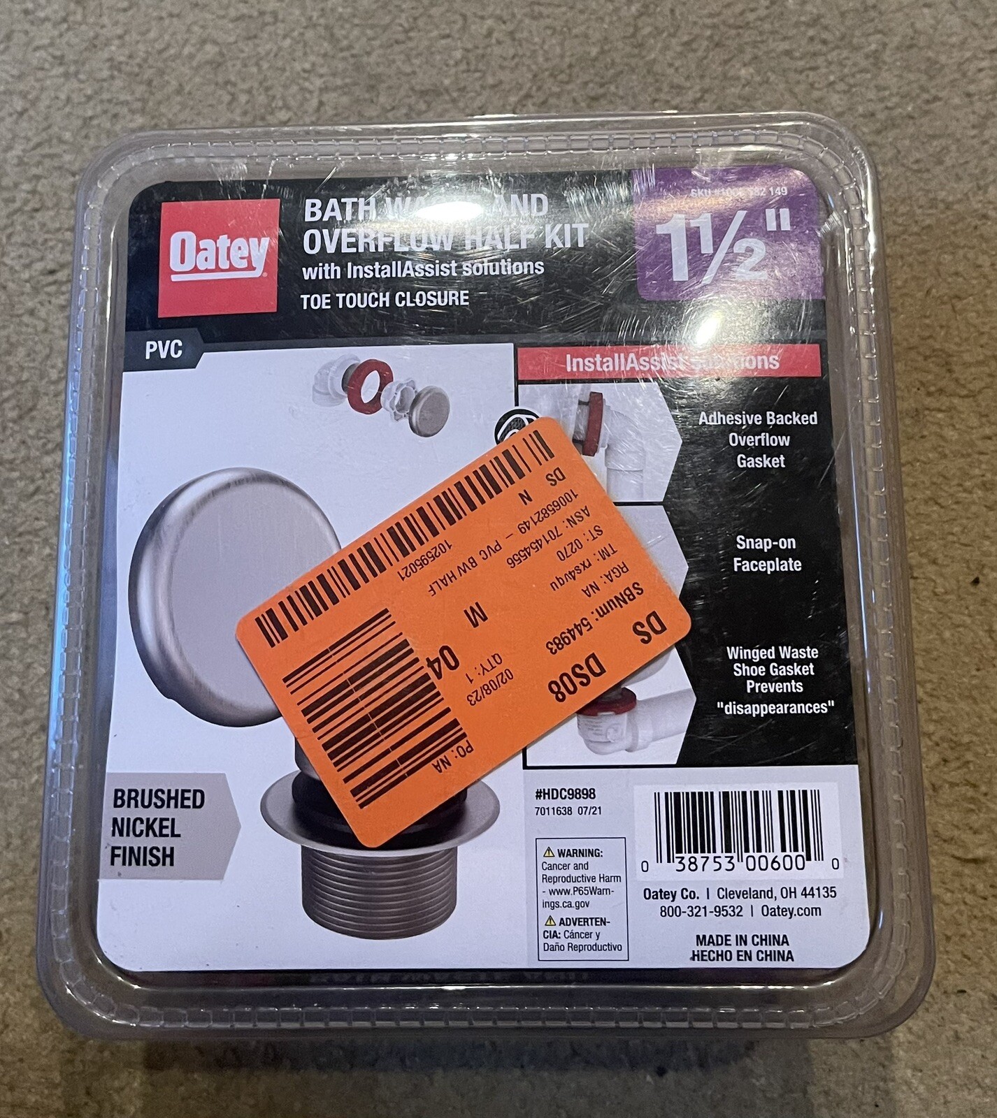 Oatey Brushed Nickel Bath Waste and Overflow Half Kit 1-1/2" | eBay