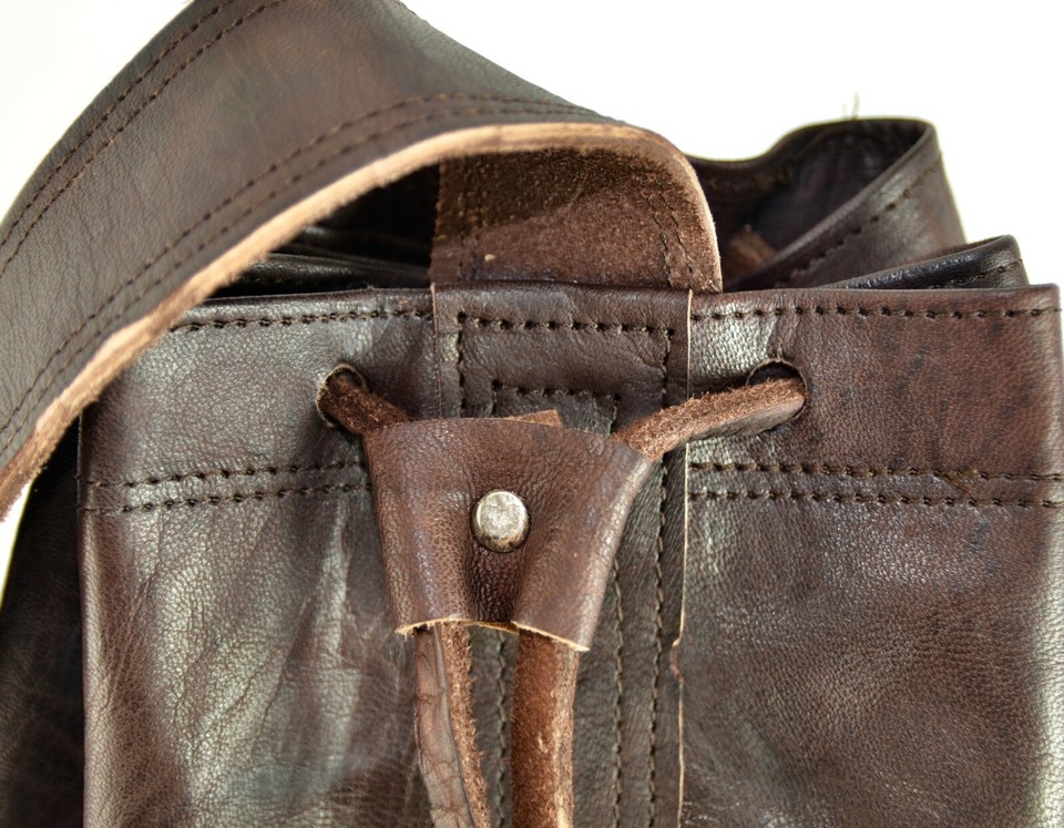 Organic Leather Drawstring Bucket Duffel Bag Backpack Rucksack Moroccan ...